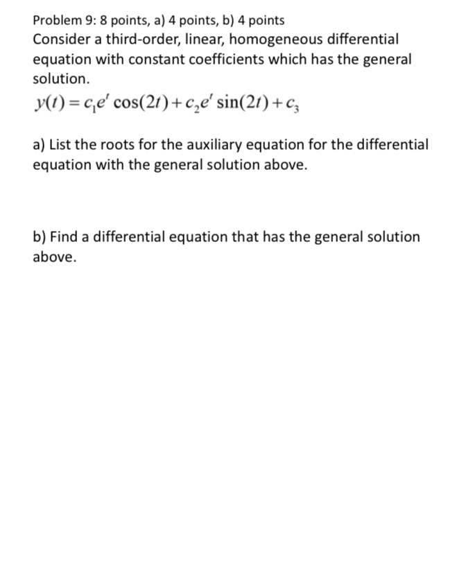 Solved Problem 9: 8 points, a) 4 points, b) 4 | Chegg.com Solved Problem 9: 8 points, a) 4 points, b) 4 | Chegg.com