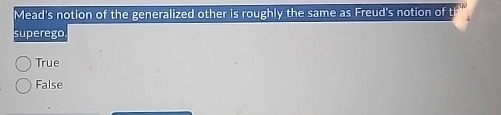 Solved Mead's notion of the generalized other is roughly the | Chegg.com