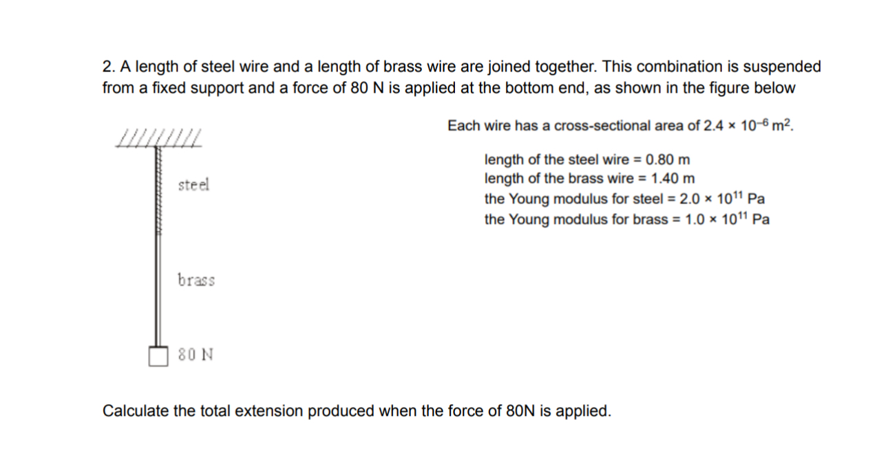 Solved A length of steel wire and a length of brass wire are | Chegg.com