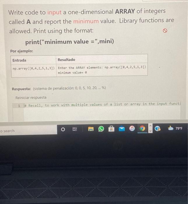 Solved Write Code To Input A One Dimensional Array Of 8638