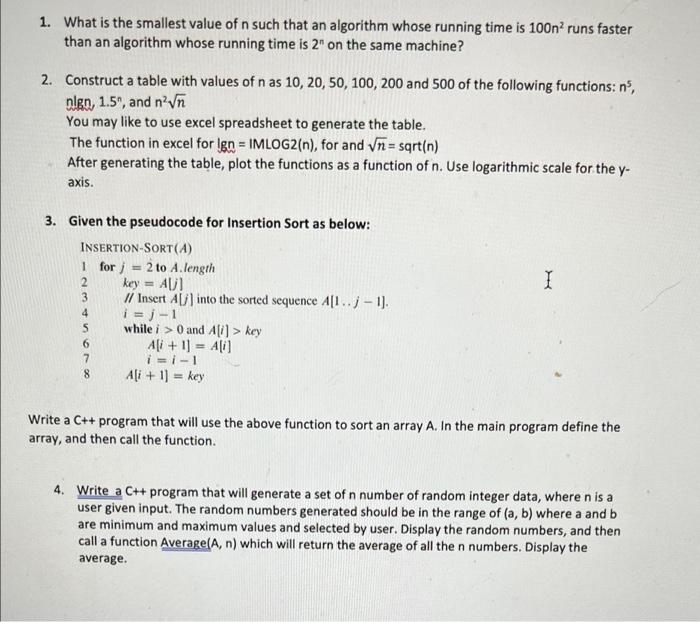 Solved 1. What is the smallest value of n such that an | Chegg.com