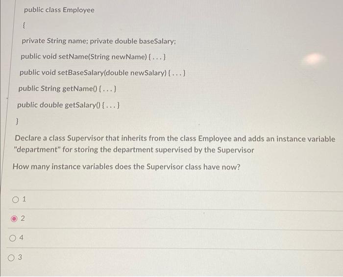 Solved public class Employee { private String name; private | Chegg.com