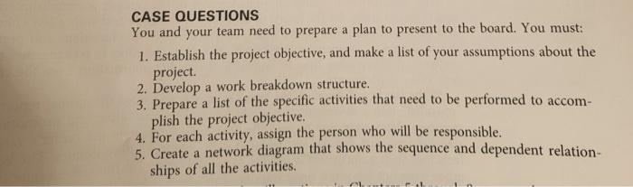 Solved CASE QUESTIONS You and your team need to prepare a | Chegg.com