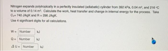 Solved Nitrogen expands polytropically in a perfectly | Chegg.com