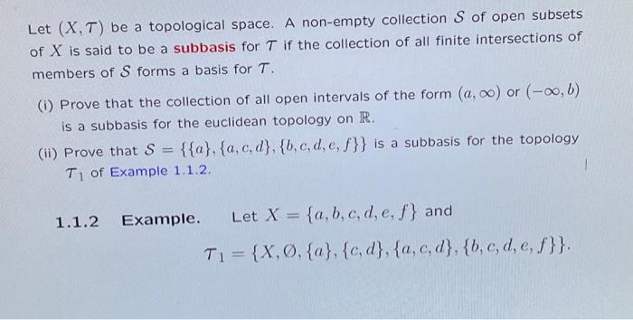 Solved Let (X,τ) be a topological space. A non-empty | Chegg.com