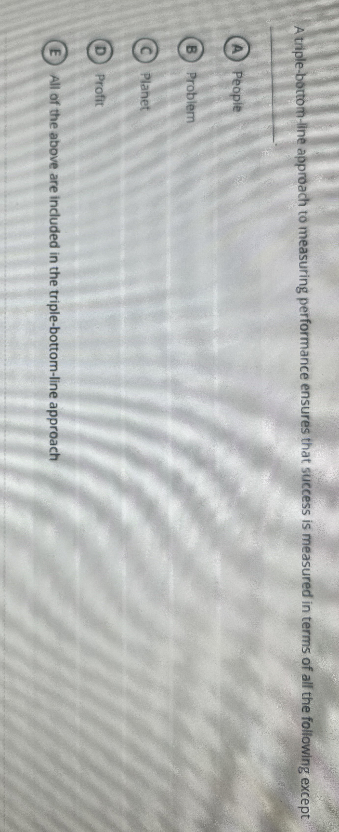 Solved A triple-bottom-line approach to measuring | Chegg.com