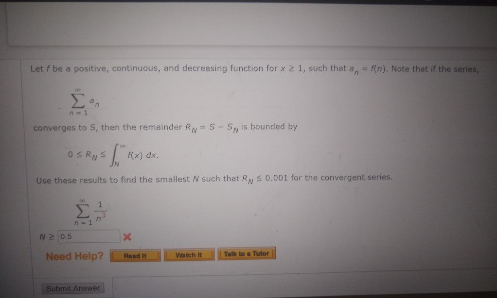 Solved Let f be a positive, continuous, and decreasing | Chegg.com