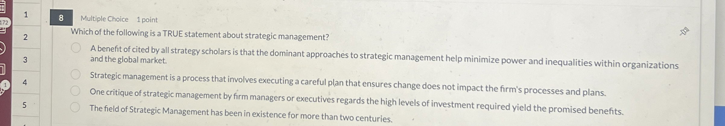 Solved 18Multiple Choice1 ﻿point2Which of the following is a | Chegg.com