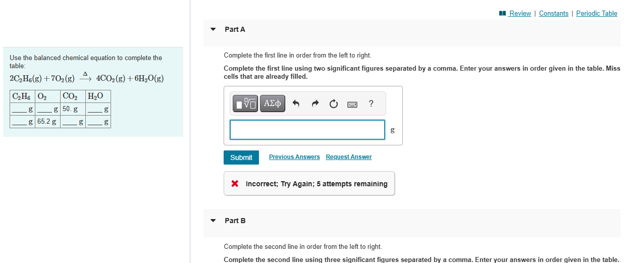 Solved Part AUse the balanced chemical equation to ﻿complete | Chegg.com