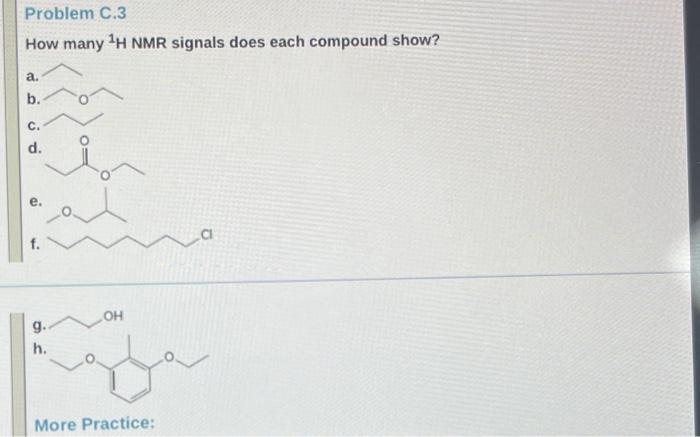 Solved How many 1H NMR signals does each compound show? a. | Chegg.com