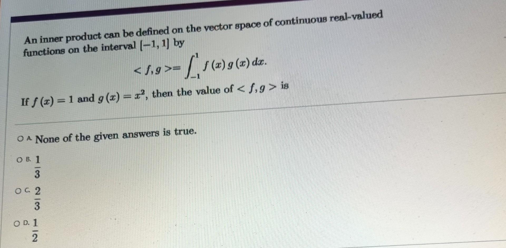 Solved An inner product can be defined on the vector space | Chegg.com
