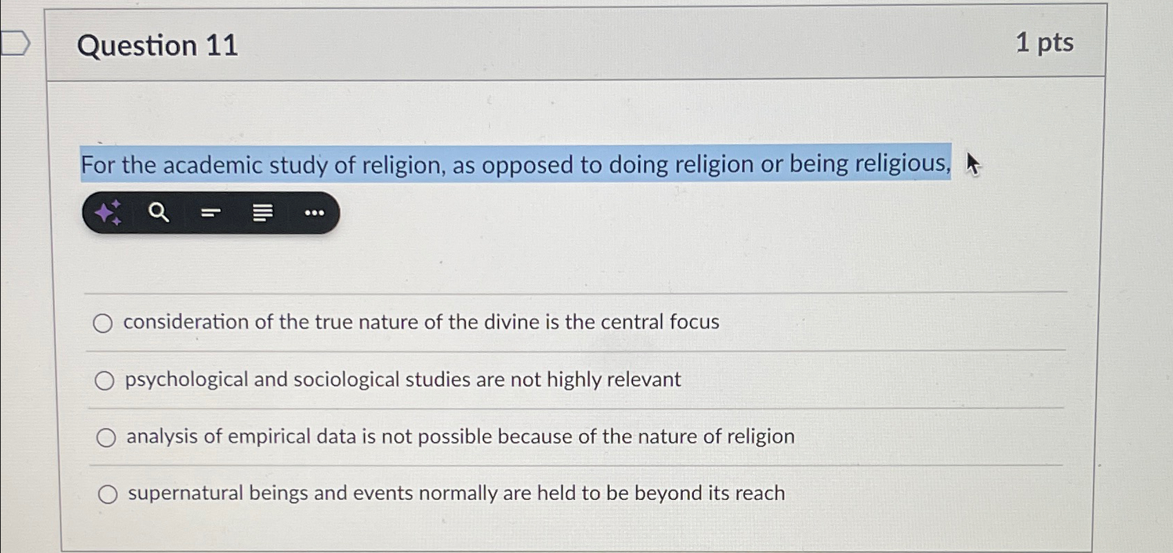 Solved Question 111ptsFor the academic study of religion, as | Chegg.com