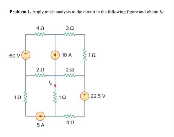 Solved Problem 1. ﻿Apply mesh analysis to the circuit in the | Chegg.com