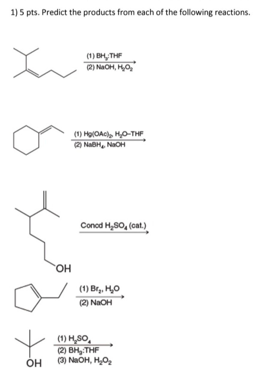 Solved Predict the products from each of the following | Chegg.com