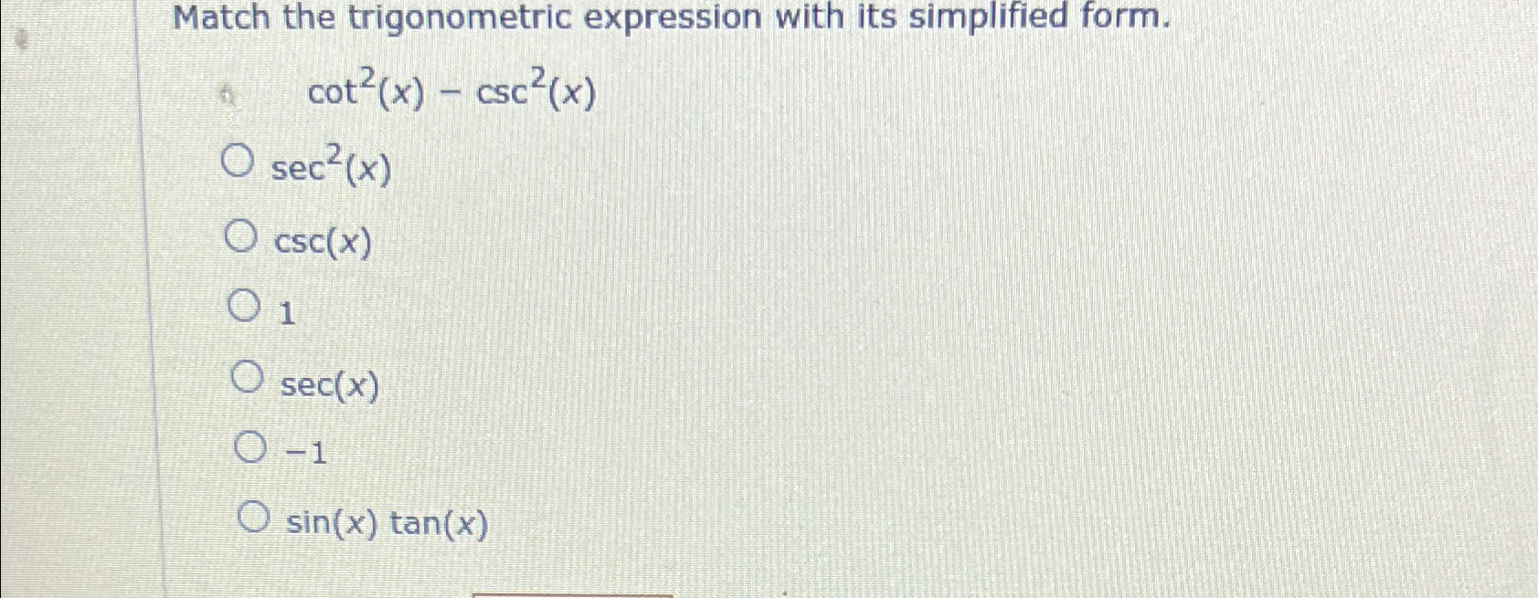 Solved Match the trigonometric expression with its | Chegg.com