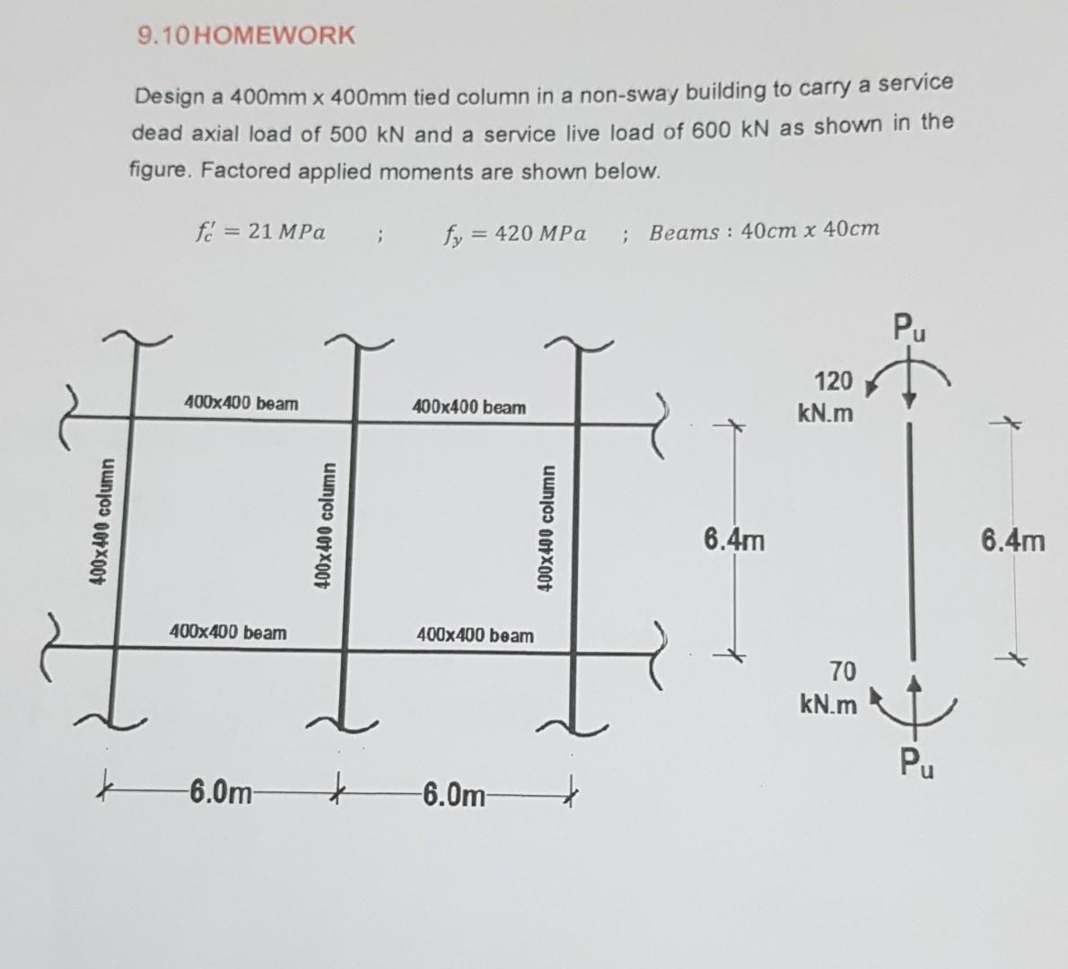 Solved 9.10 HOMEWORK Design a 400mm x 400mm tied column in a | Chegg.com