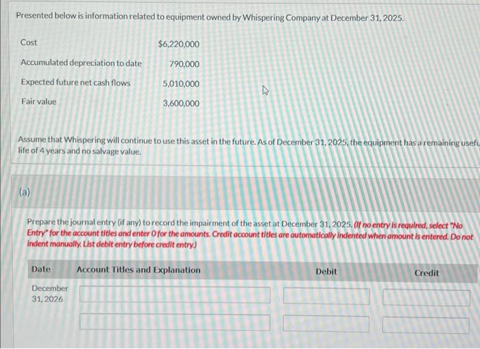 Solved Presented below is information related to equipment | Chegg.com