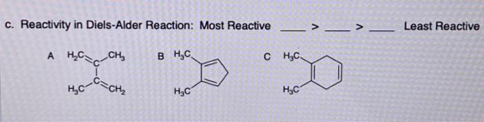 Solved Reactivity in Diels-Alder Reaction: Most Reactive > | Chegg.com
