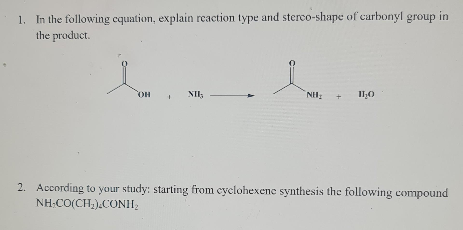 Solved 1. In the following equation, explain reaction type | Chegg.com