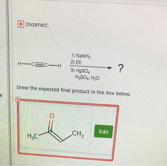 Solved Incorrect. Br 1) Excess NaNH2 ? 2) EtC 3) H2. | Chegg.com