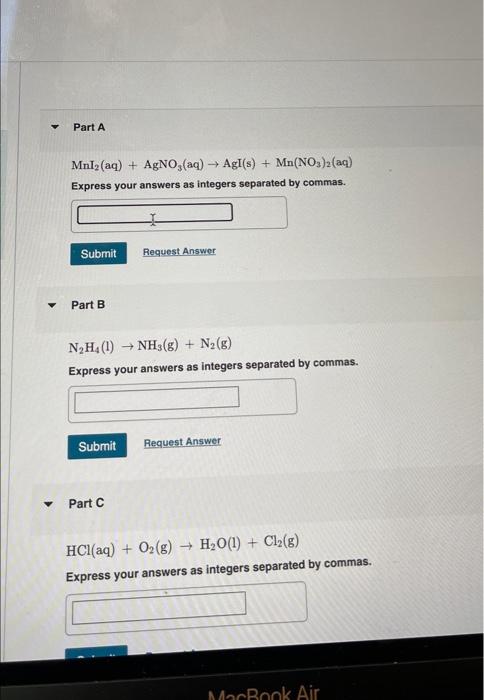 Part A MnI2 (aq) + AgNO3(aq) → AgI(s) + | Chegg.com