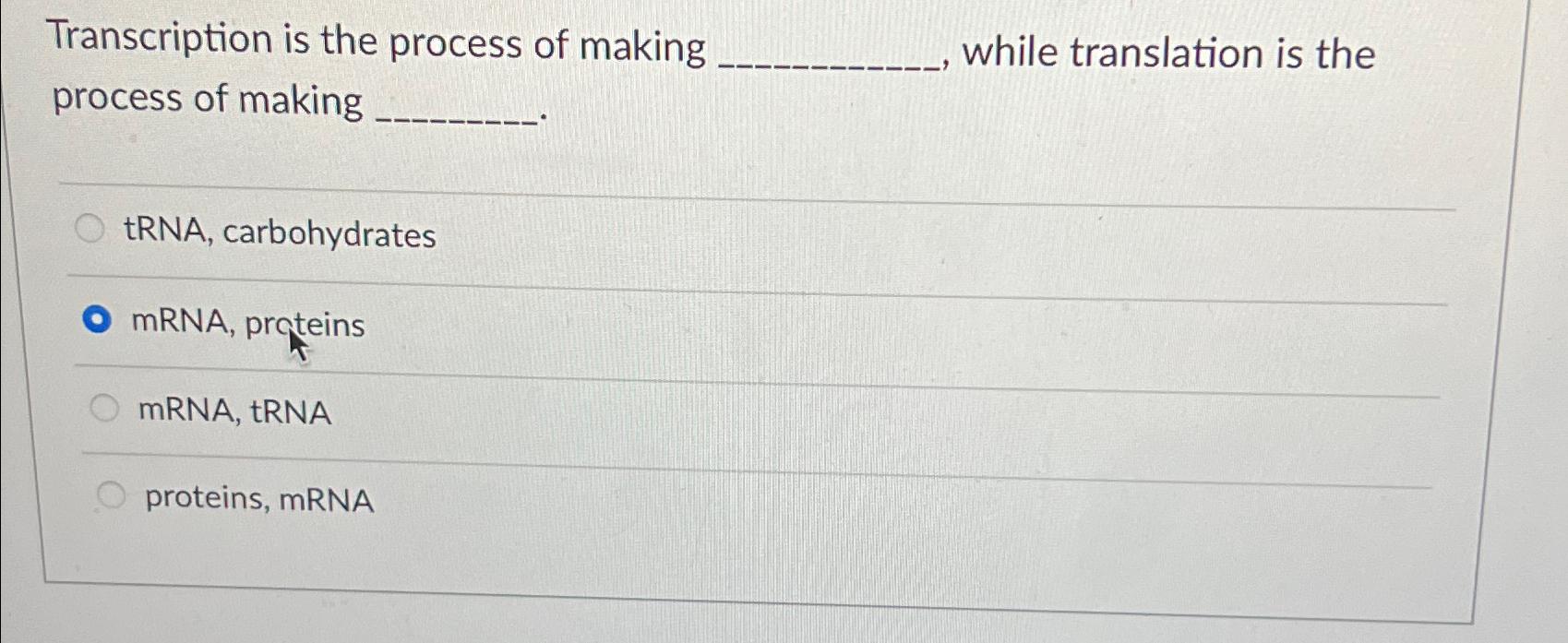 Solved Transcription is the process of makingwhile | Chegg.com