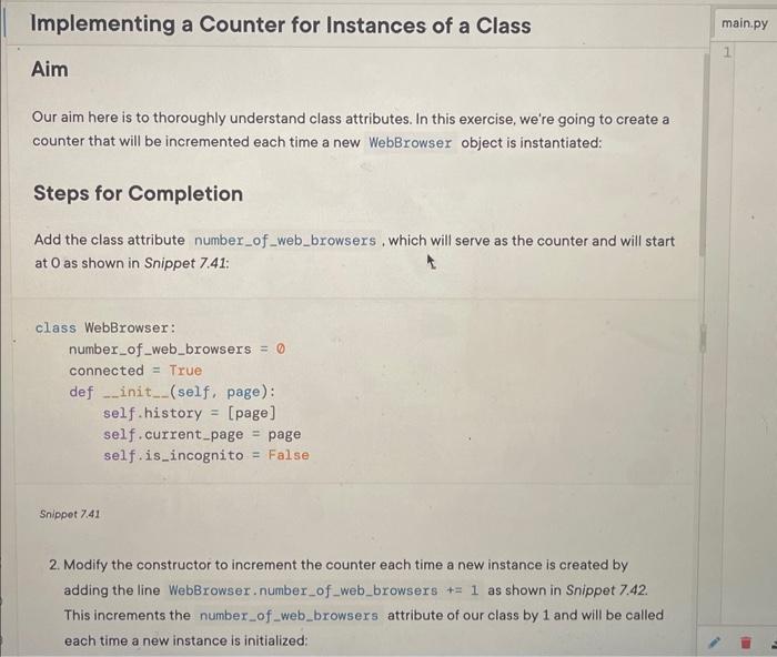 Solved Implementing a Counter for Instances of a Class Aim | Chegg.com