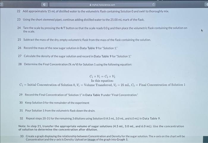Solved Procedure 1 Gather the volumetric flask, distilled | Chegg.com