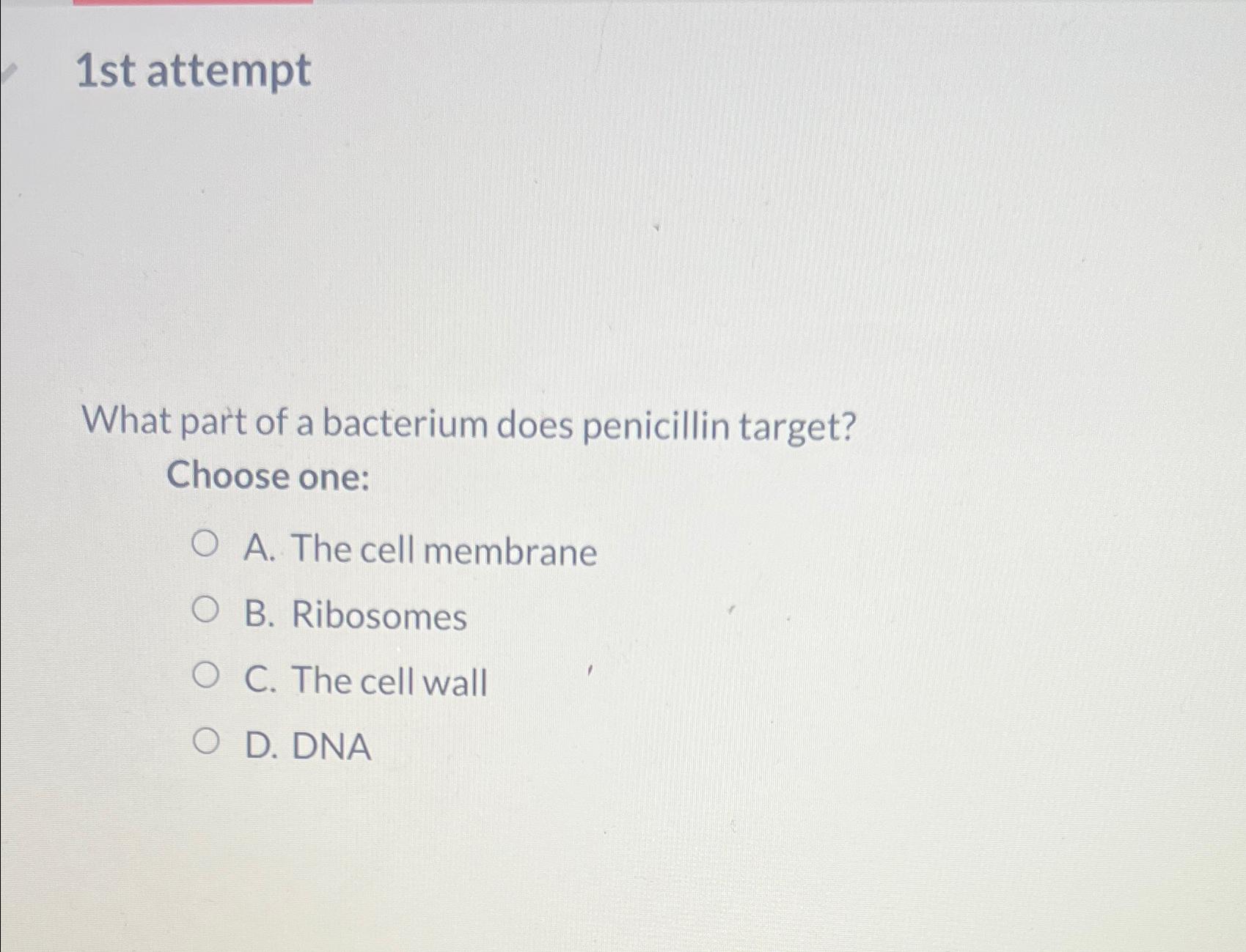 Solved 1st attemptWhat part of a bacterium does penicillin | Chegg.com
