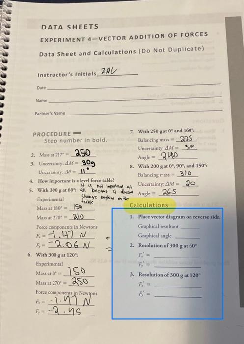 Solved PROCEDURE 7. With 250 g at 0∘ and 160∘ : Step number | Chegg.com
