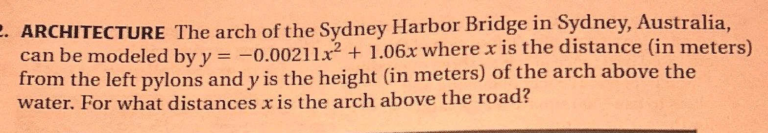 Solved ARCHITECTURE The arch of the Sydney Harbor Bridge in | Chegg.com