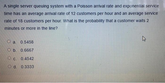 Solved A single server queuing system with a Poisson arrival | Chegg.com