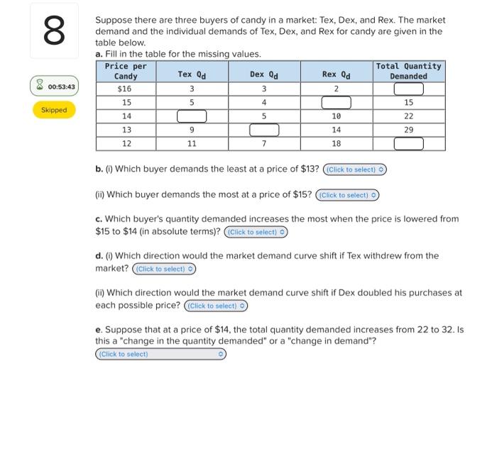 Solved Suppose there are three buyers of candy in a market: | Chegg.com