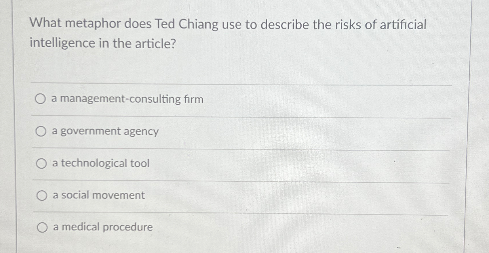 Solved What metaphor does Ted Chiang use to describe the | Chegg.com