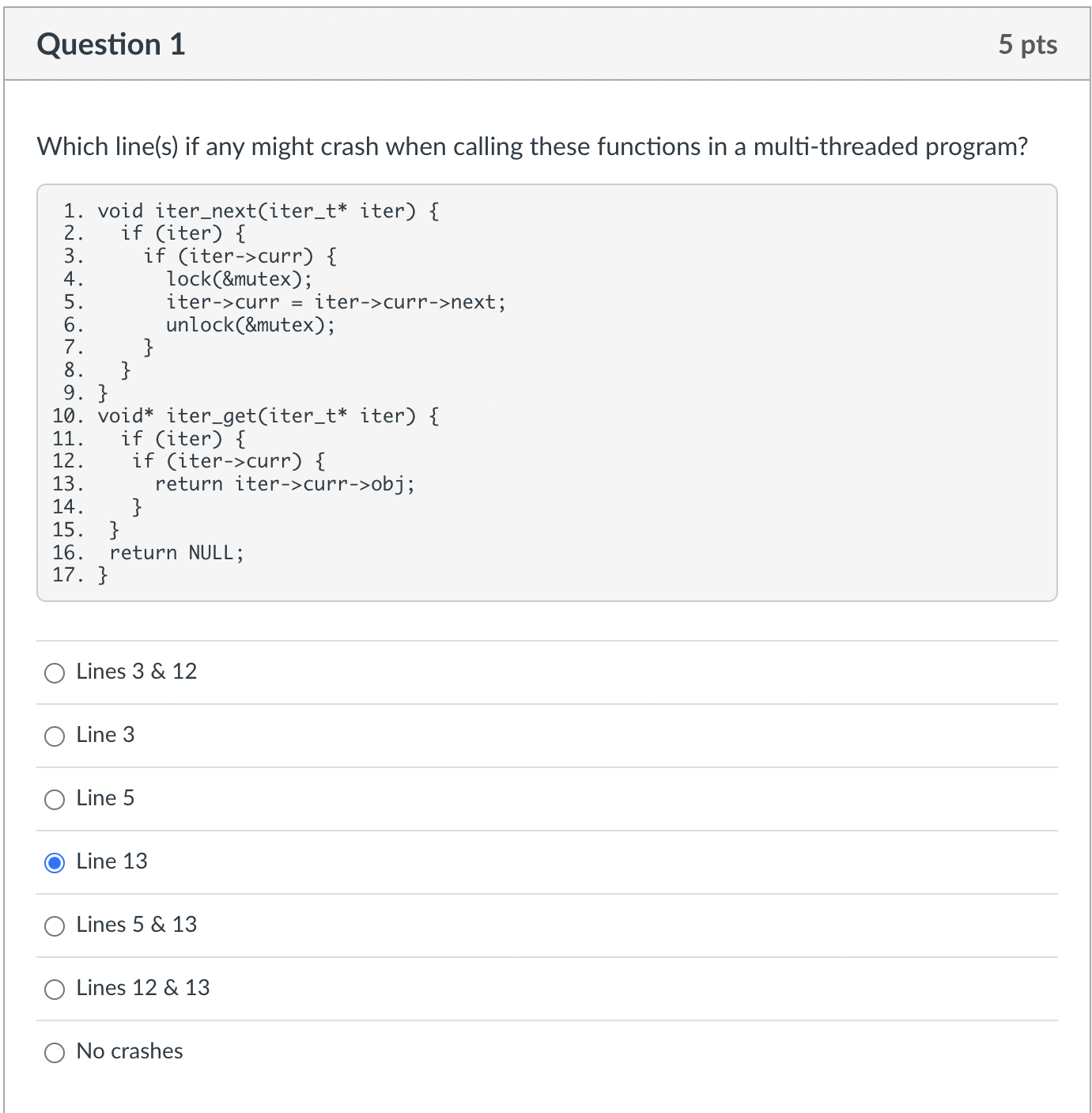 Solved Question 1Which line(s) ﻿if any might crash when | Chegg.com