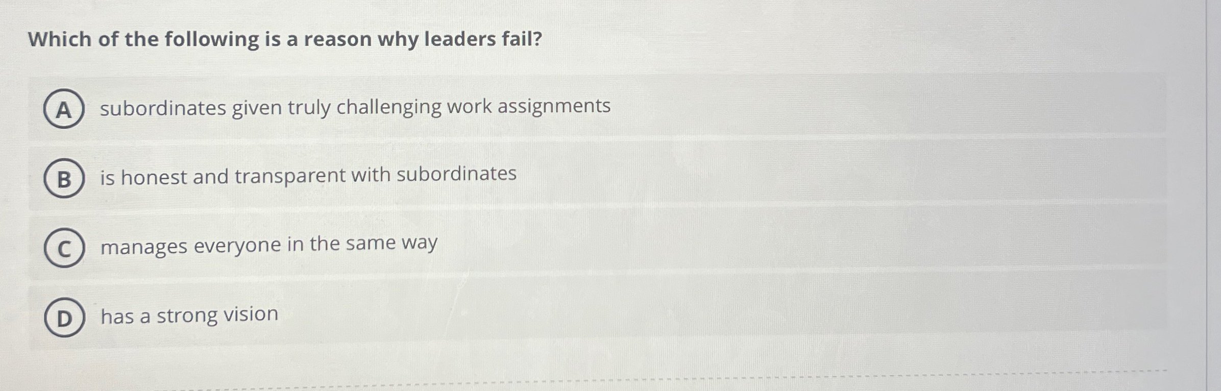 Solved Which of the following is a reason why leaders | Chegg.com