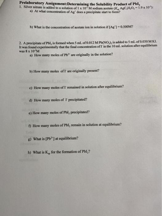 Solved Prelaboratory Assignment:Determining the Solubility | Chegg.com