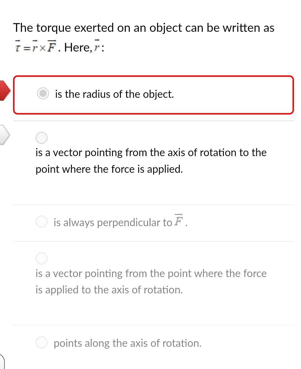 Solved The torque exerted on an object can be written as | Chegg.com