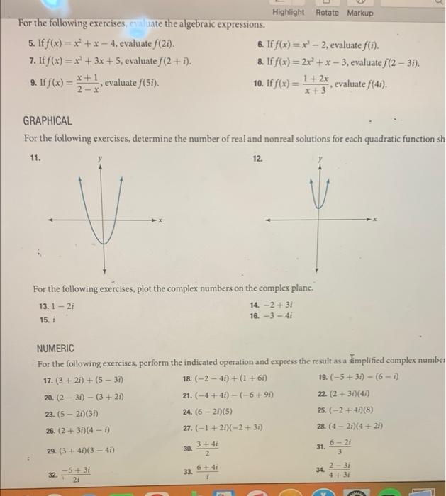 Solved For the following exercises, evaluate the algebraic | Chegg.com