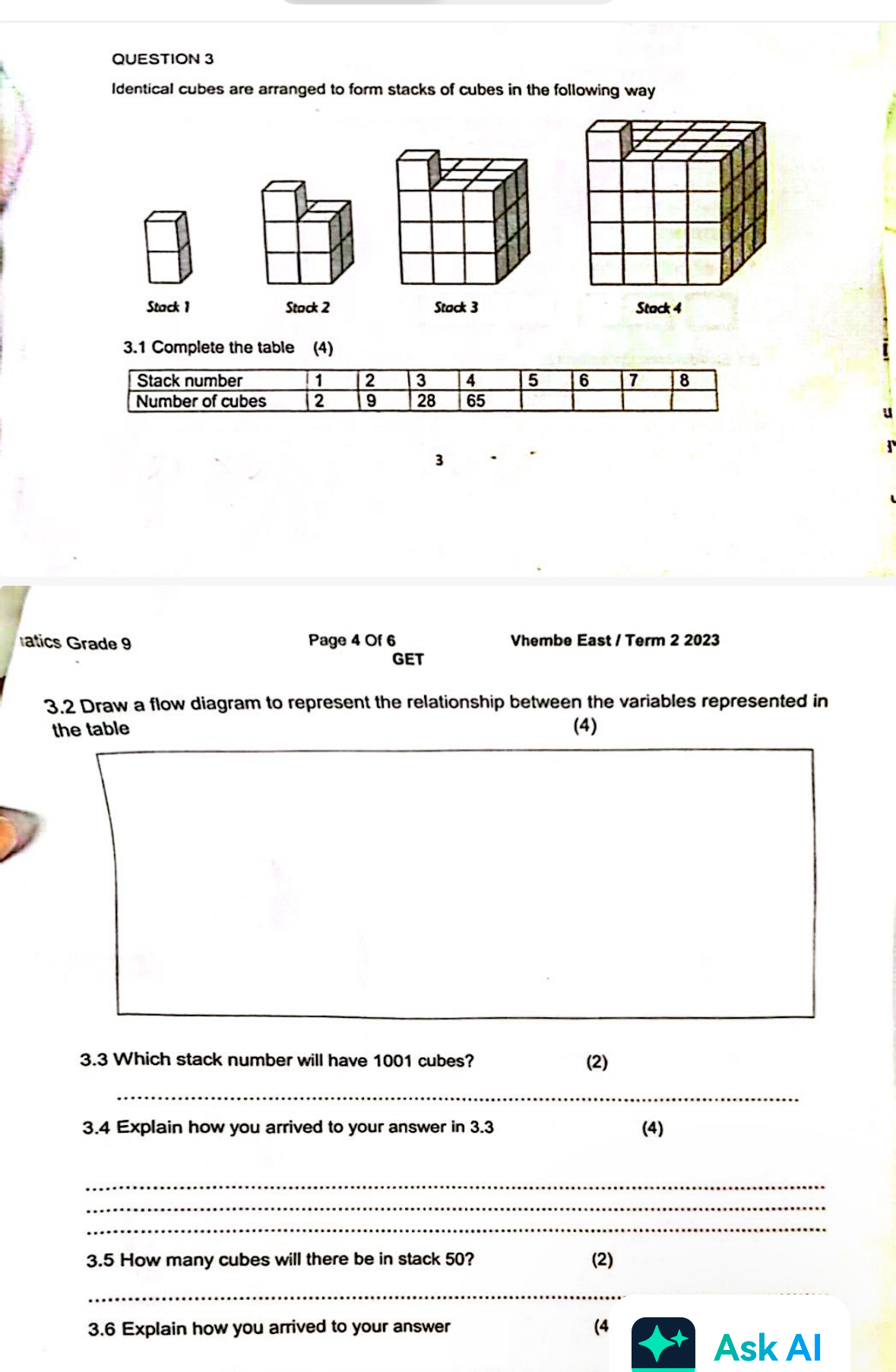 Solved QUESTION 3Identical cubes are arranged to form stacks | Chegg.com
