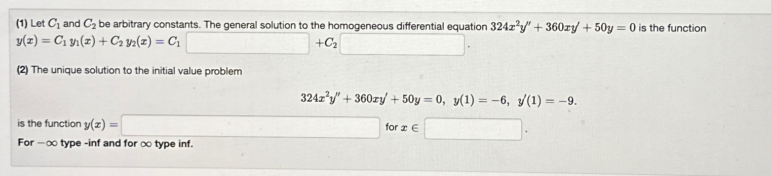 Solved (1) ﻿Let C1 ﻿and C2 ﻿be arbitrary constants. The | Chegg.com
