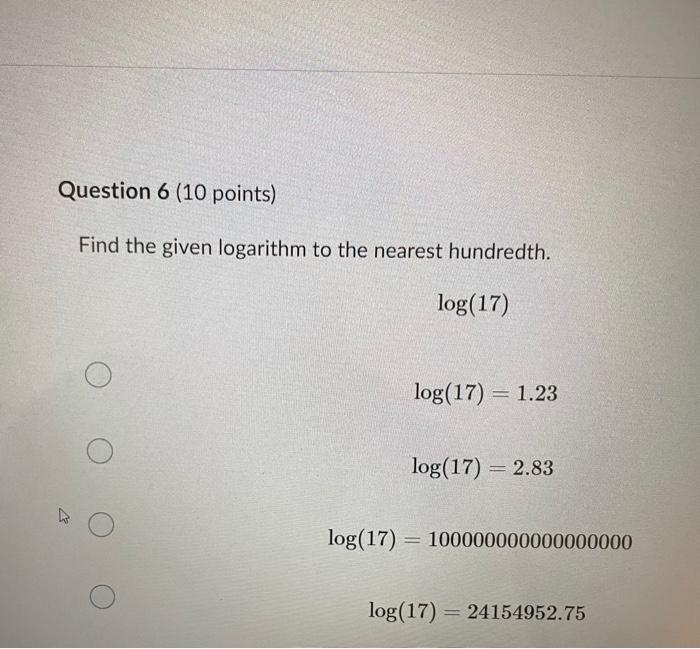 Solved Find the given logarithm to the nearest hundredth. | Chegg.com