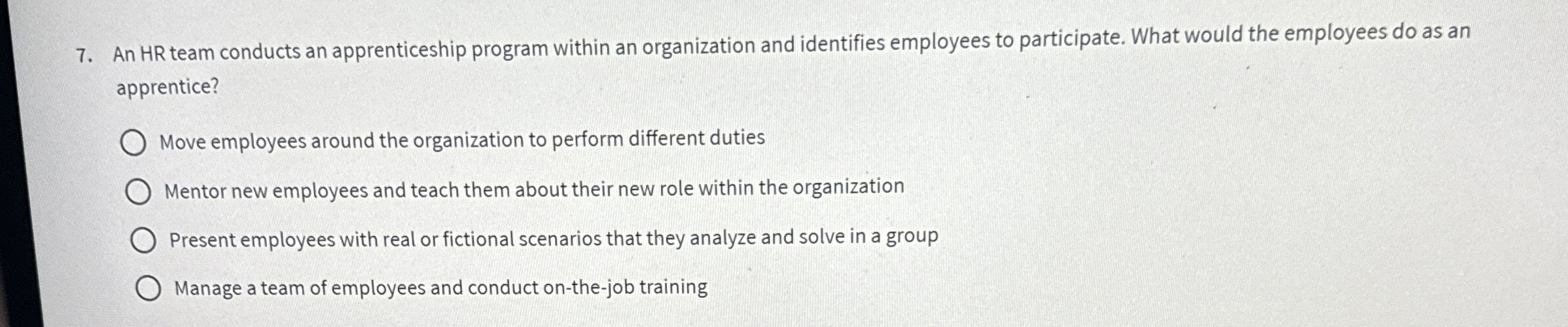 Solved An HR team conducts an apprenticeship program within | Chegg.com