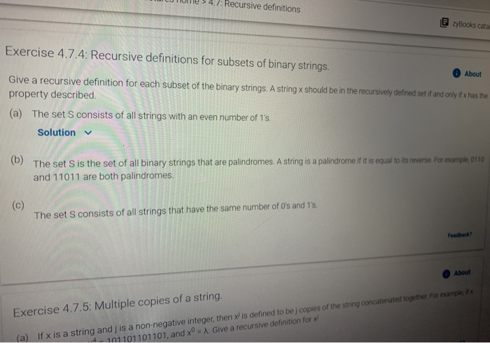 Solved WILT > 4.7: Recursive definitions zyBooks cata | Chegg.com