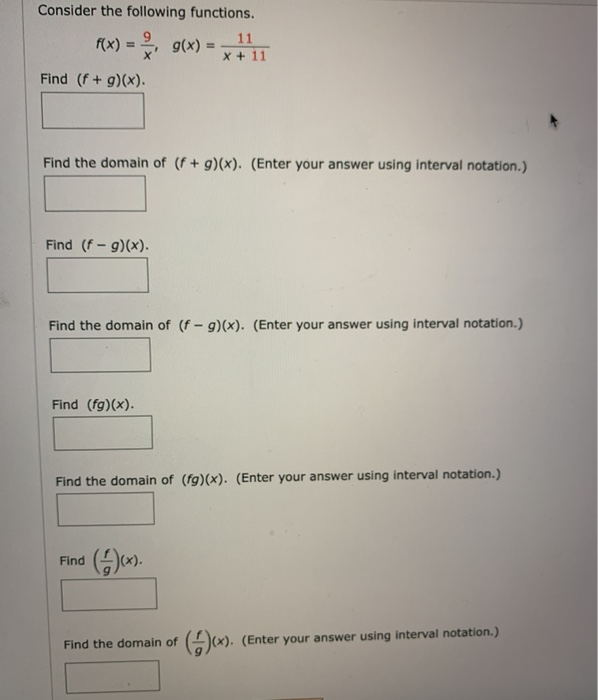 Solved Consider the following functions. f(x) = x² +9x, g(x) | Chegg.com