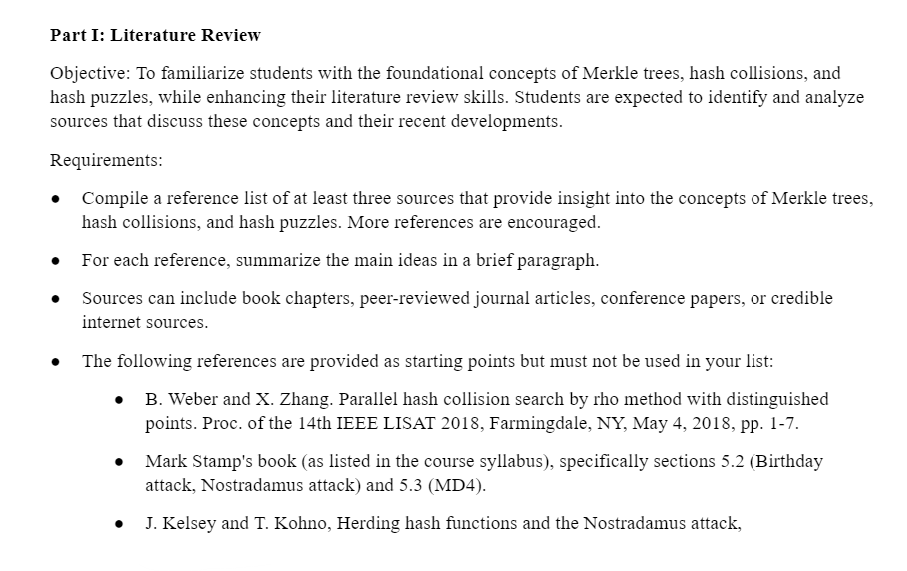 Solved Part I: Literature ReviewObjective: To familiarize | Chegg.com