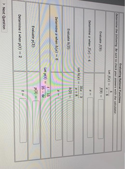 Solved Evaluating Rational Functions Determine The