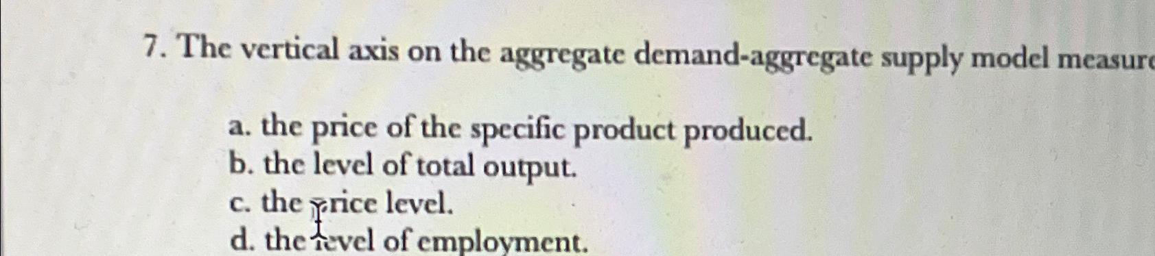 Solved The vertical axis on the aggregate demand-aggregate | Chegg.com