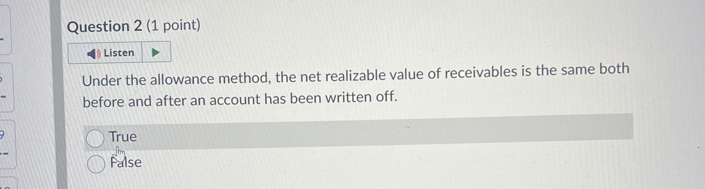 Solved Question 2 (1 ﻿point)ListenUnder the allowance | Chegg.com