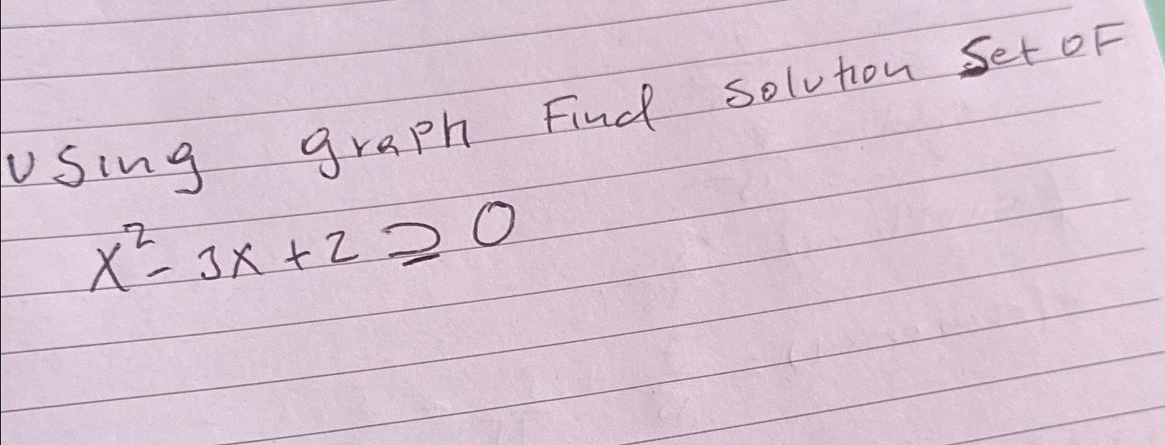 Solved Using graph Find solution set ofx2-3x+2≥0 | Chegg.com